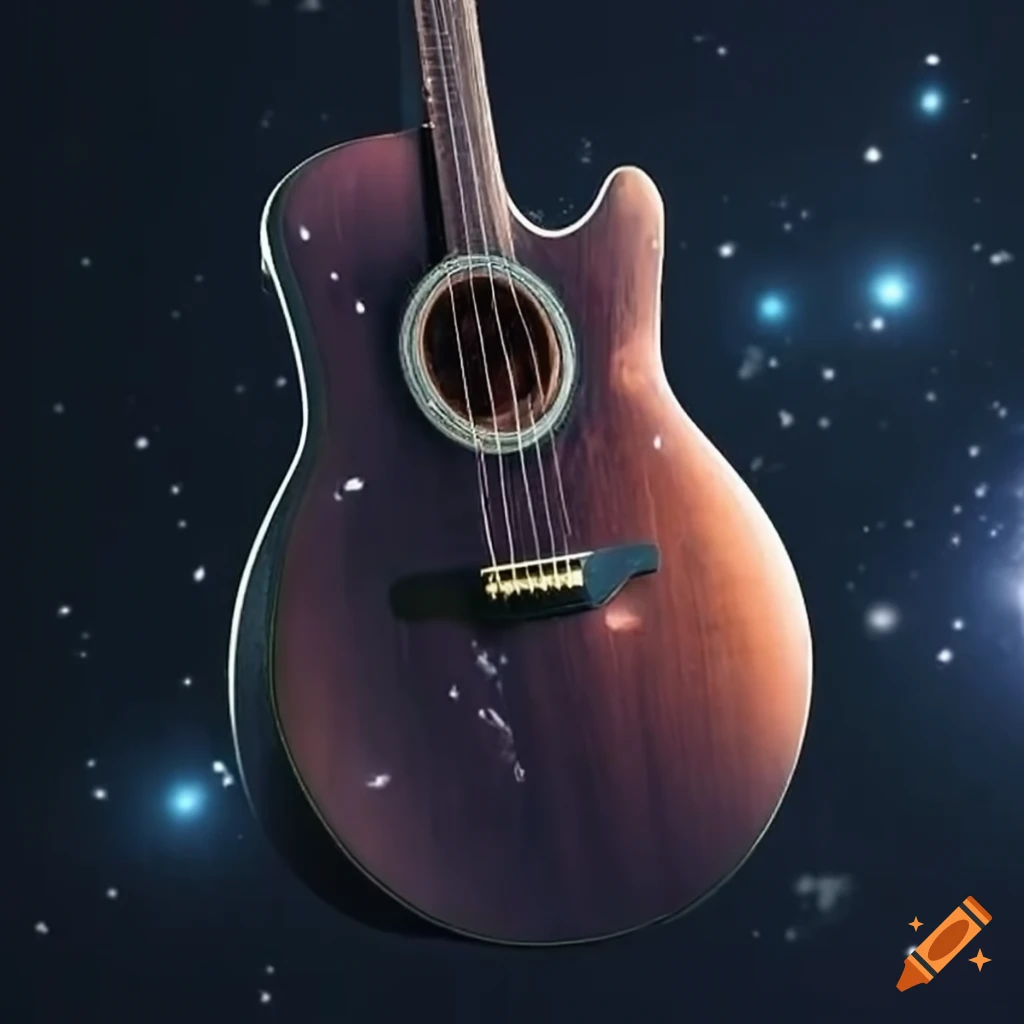 Acoustic guitar floating in space on Craiyon