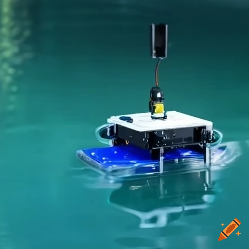 Innovative floating robot combating odors without ecosystem harm on Craiyon