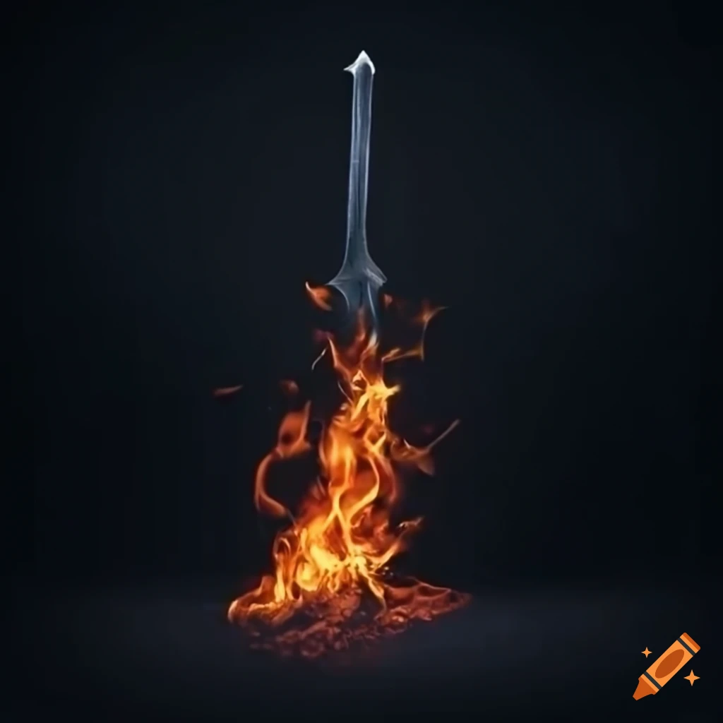 Sword engulfed in flames in high definition on Craiyon