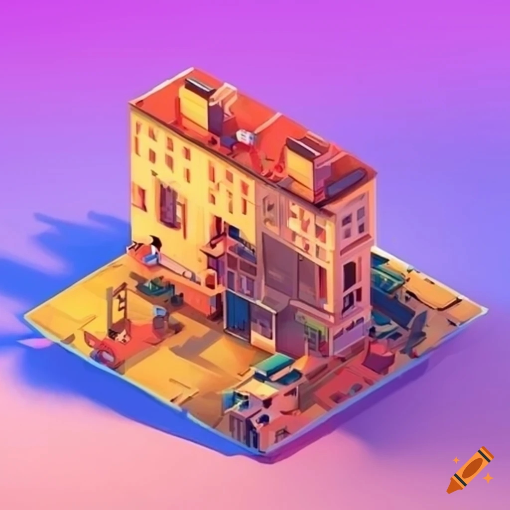 Isometric art piece on Craiyon