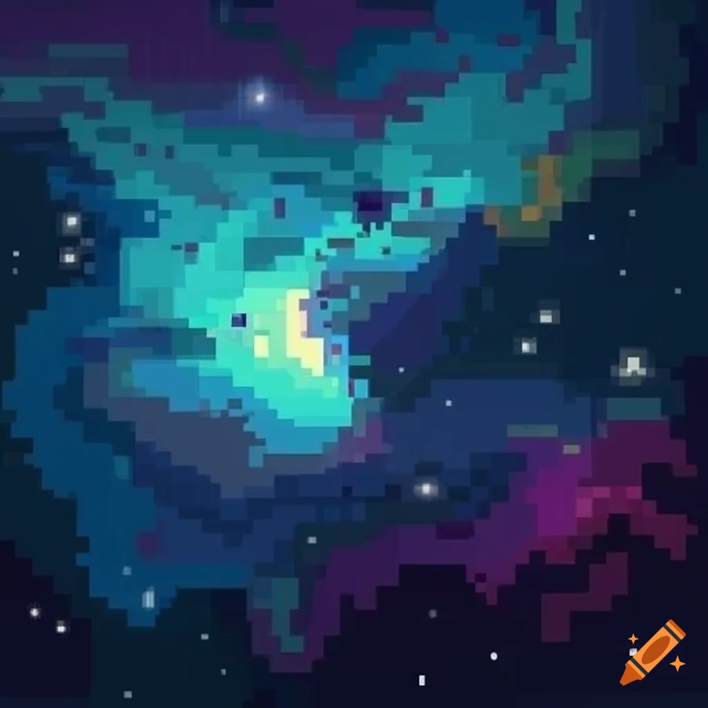 14-bit starry nebula pixel art background on Craiyon