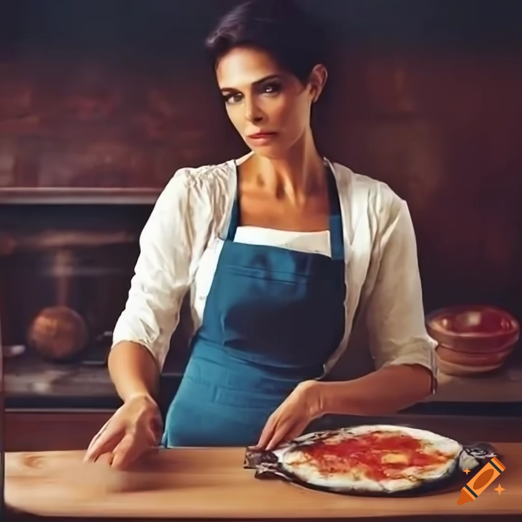Grazia maria cucinotta making homemade pizza in a kitchen on Craiyon