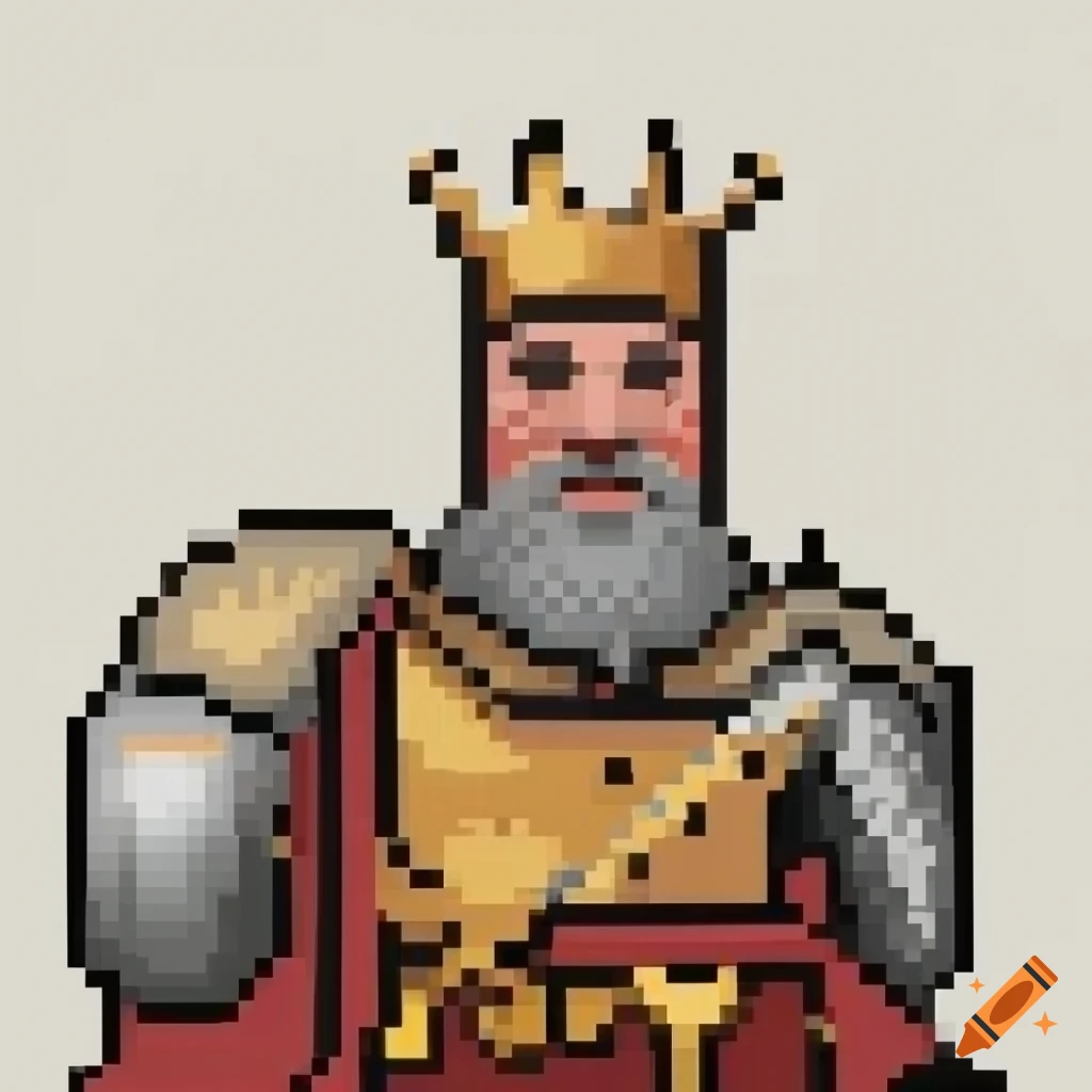 Medieval king in pixel art style on Craiyon