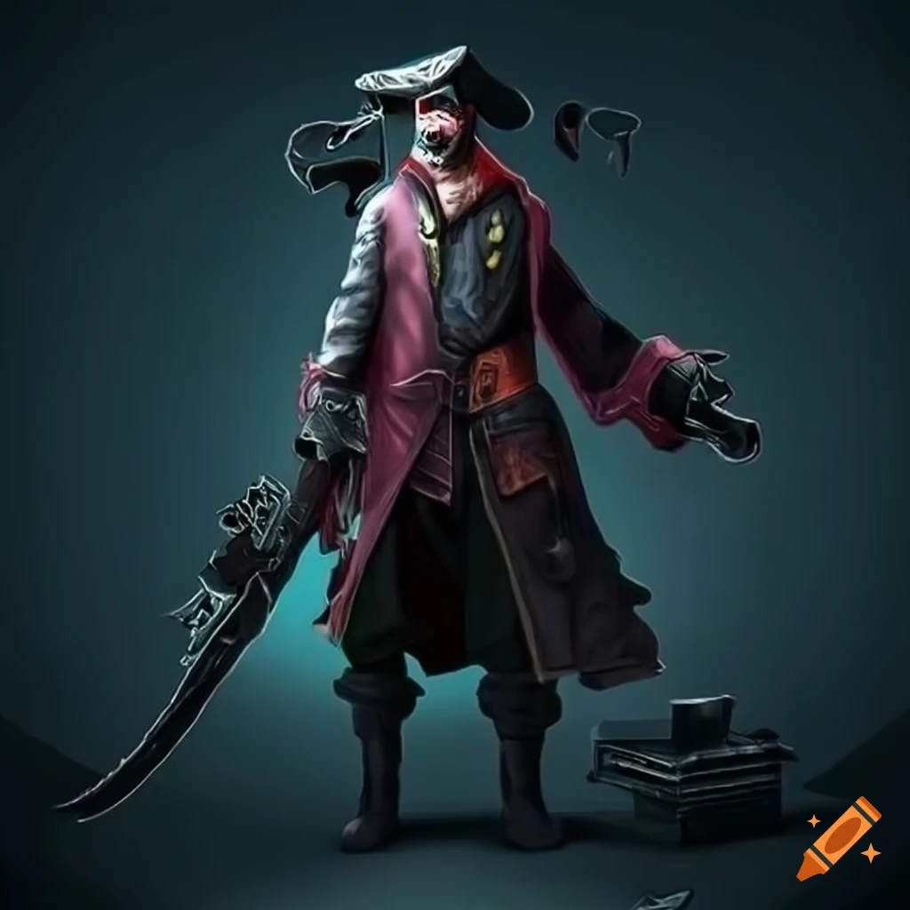 Cyberpunk pirate with futuristic flintlock weapon on Craiyon