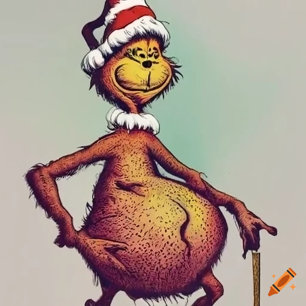 Intricately colored and textured drawing of the grinch's swollen belly ...
