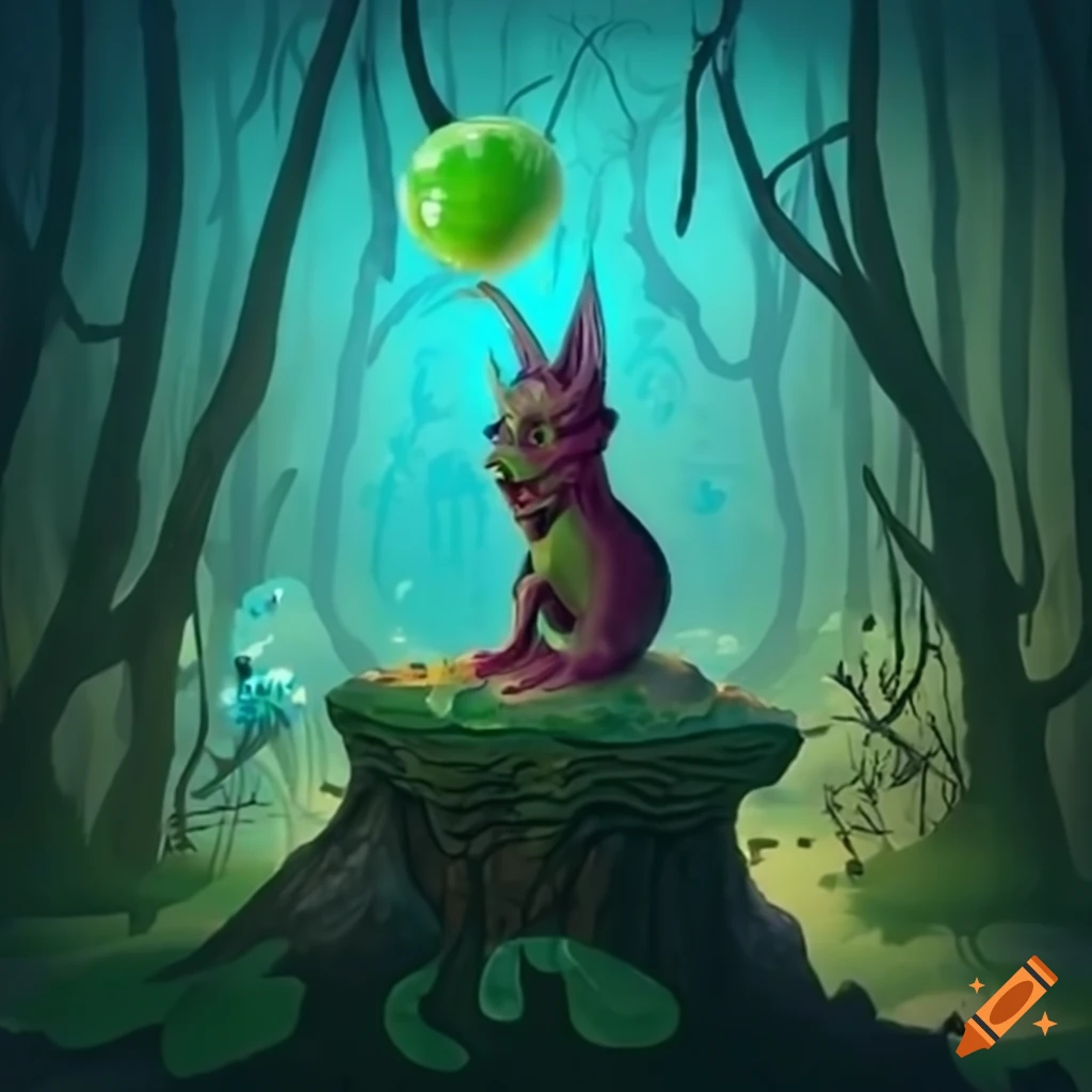 Enchanted forest scene with porcelain fairy and mystical creatures on Craiyon