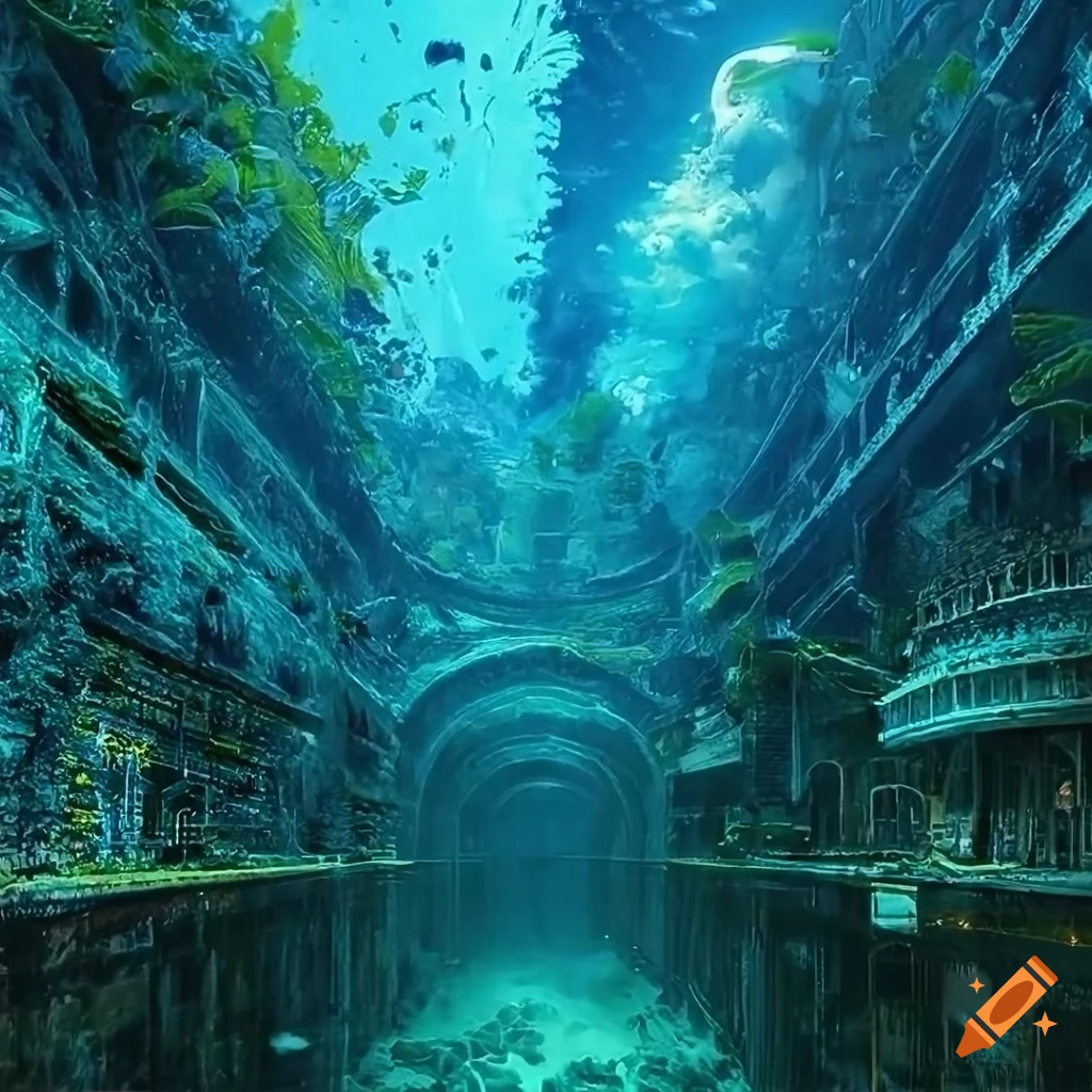 Vibrant 3D digital artwork of underwater Atlantis kingdom by Bill ...