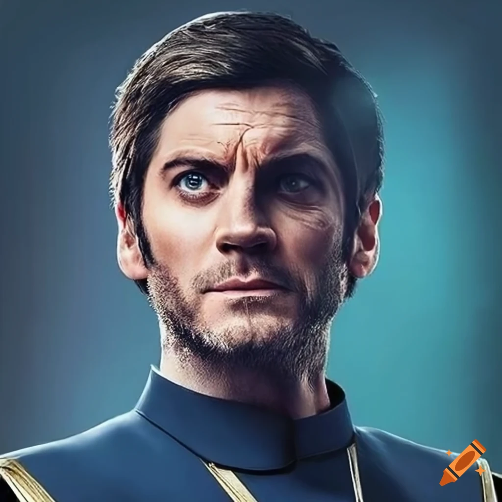 Heroic spaceship captain and wife in vibrant action movie poster style ...