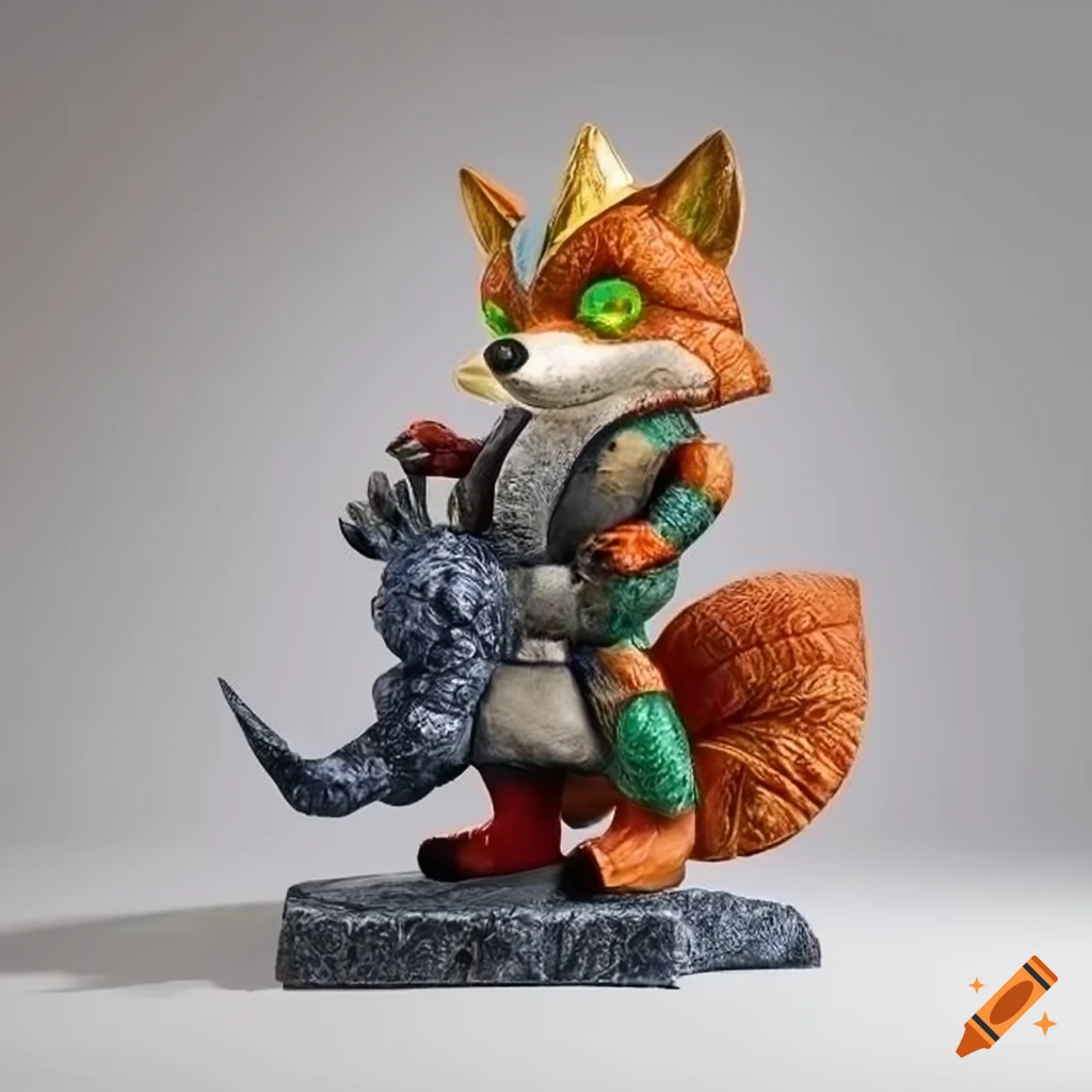 Quilted sculpture of star fox on Craiyon