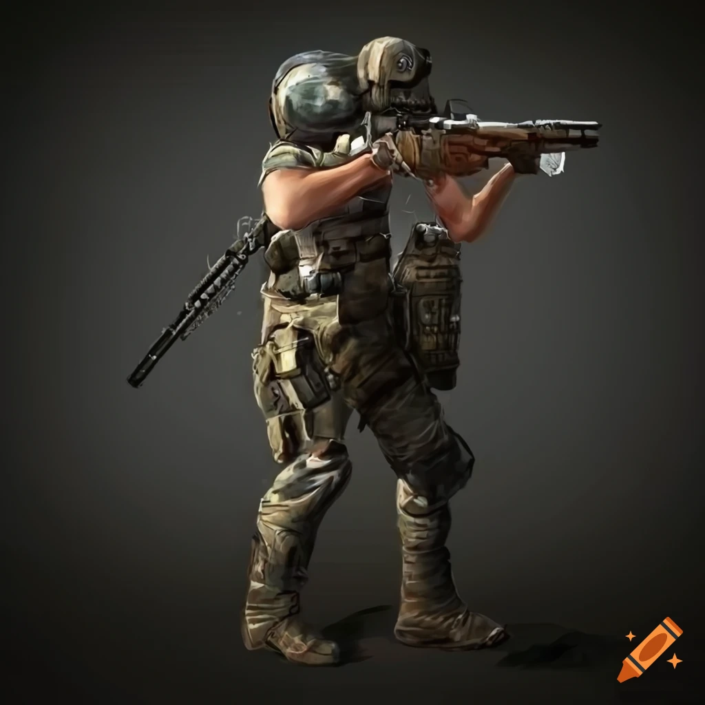 Post apocalyptic sniper defending base in futuristic scenario from ...