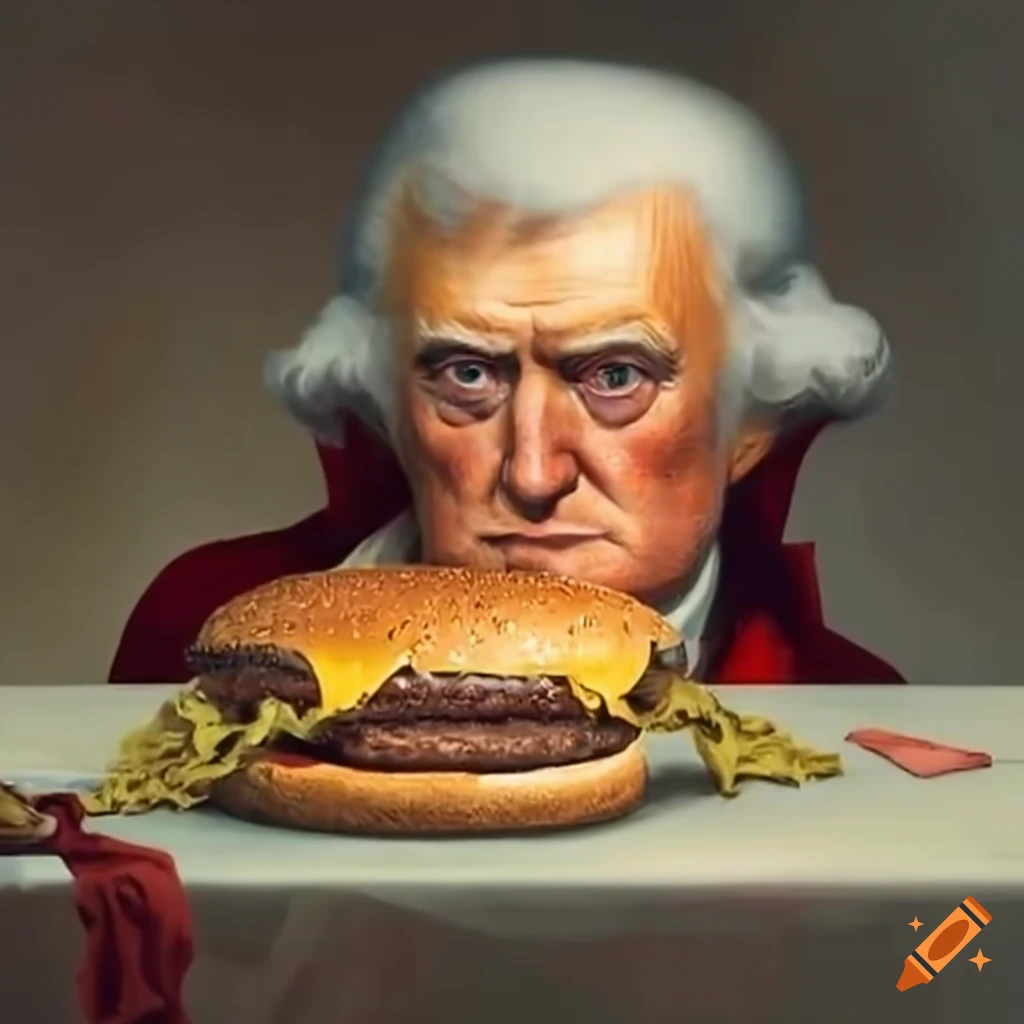 Surreal depiction of Donald Trump as Thomas Jefferson with a melting ...