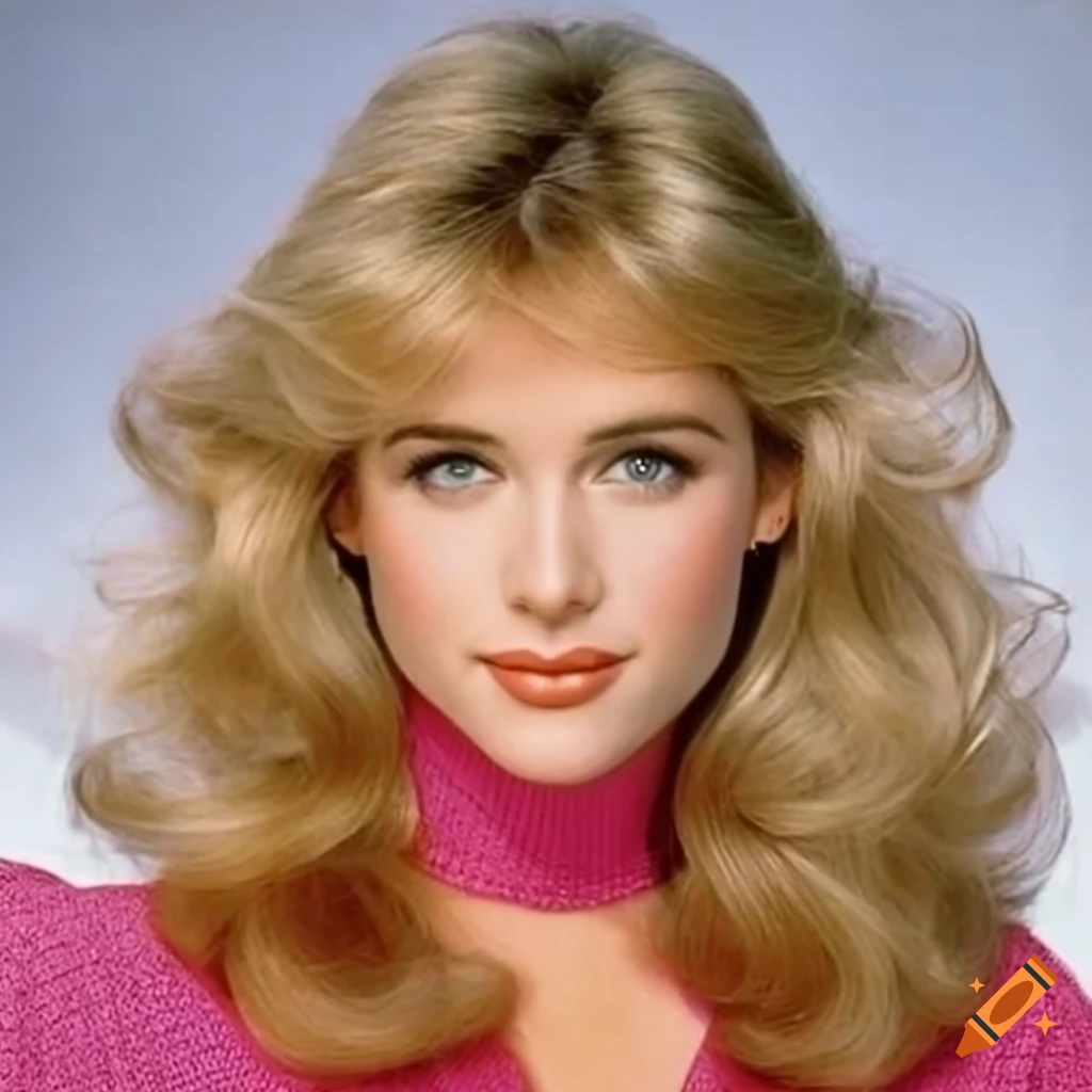 1986 retro headshot of Katherine Dempsey at age 20 on Craiyon