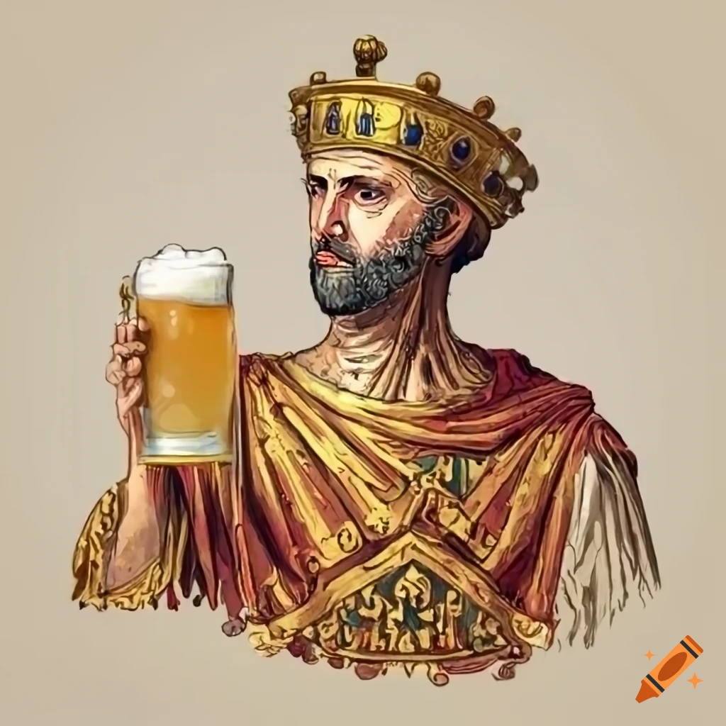 Byzantine emperor holding a ceremonial golden crown in a historically ...