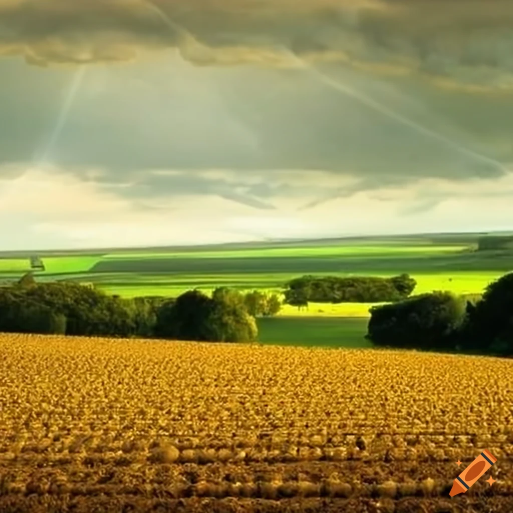 Desolate Irish potato famine landscape with failed crops on Craiyon