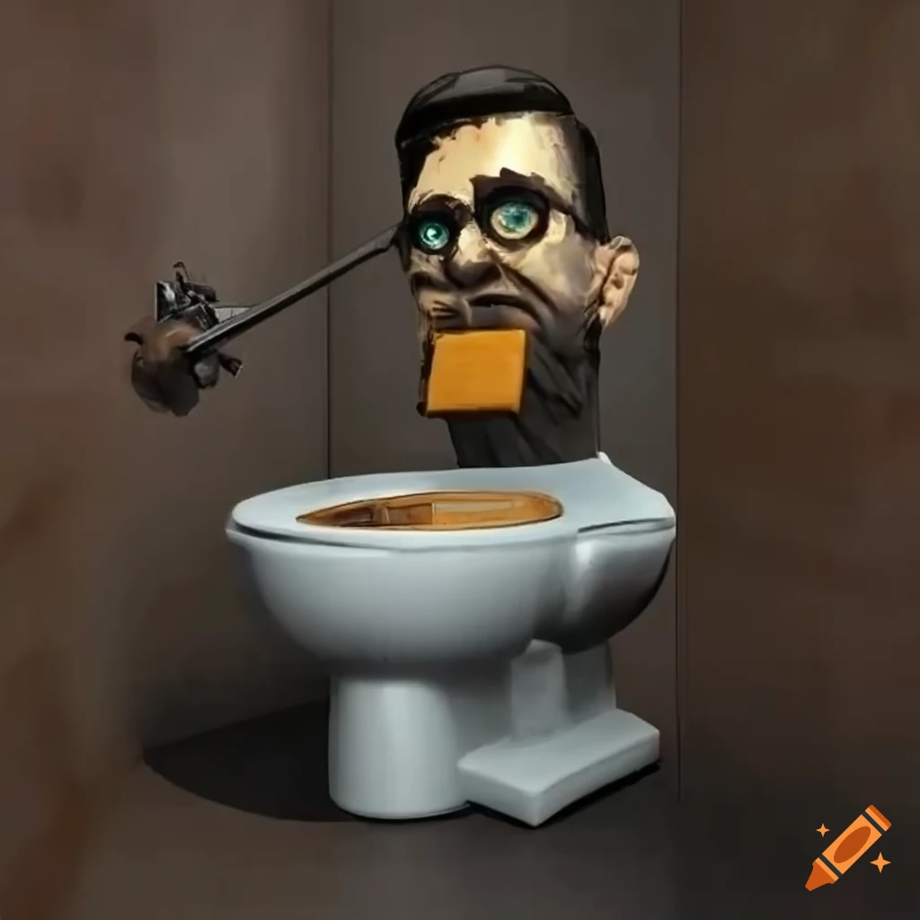 G-Man from Half-Life's head in toilet with neck extended out on Craiyon