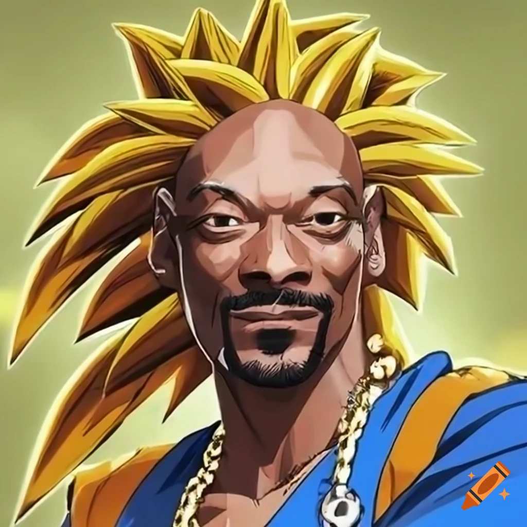 Snoop dogg as a super saiyan with golden hair surrounded by dragon ...