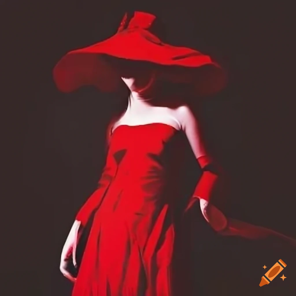 White shadow girl in a red dress on Craiyon