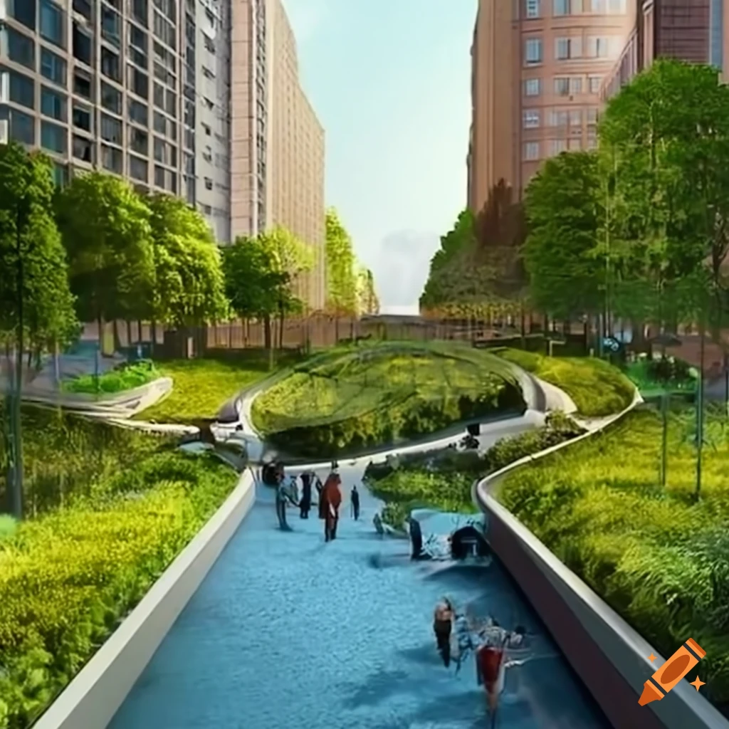 Innovative urban designs with green spaces and inclusive infrastructure ...