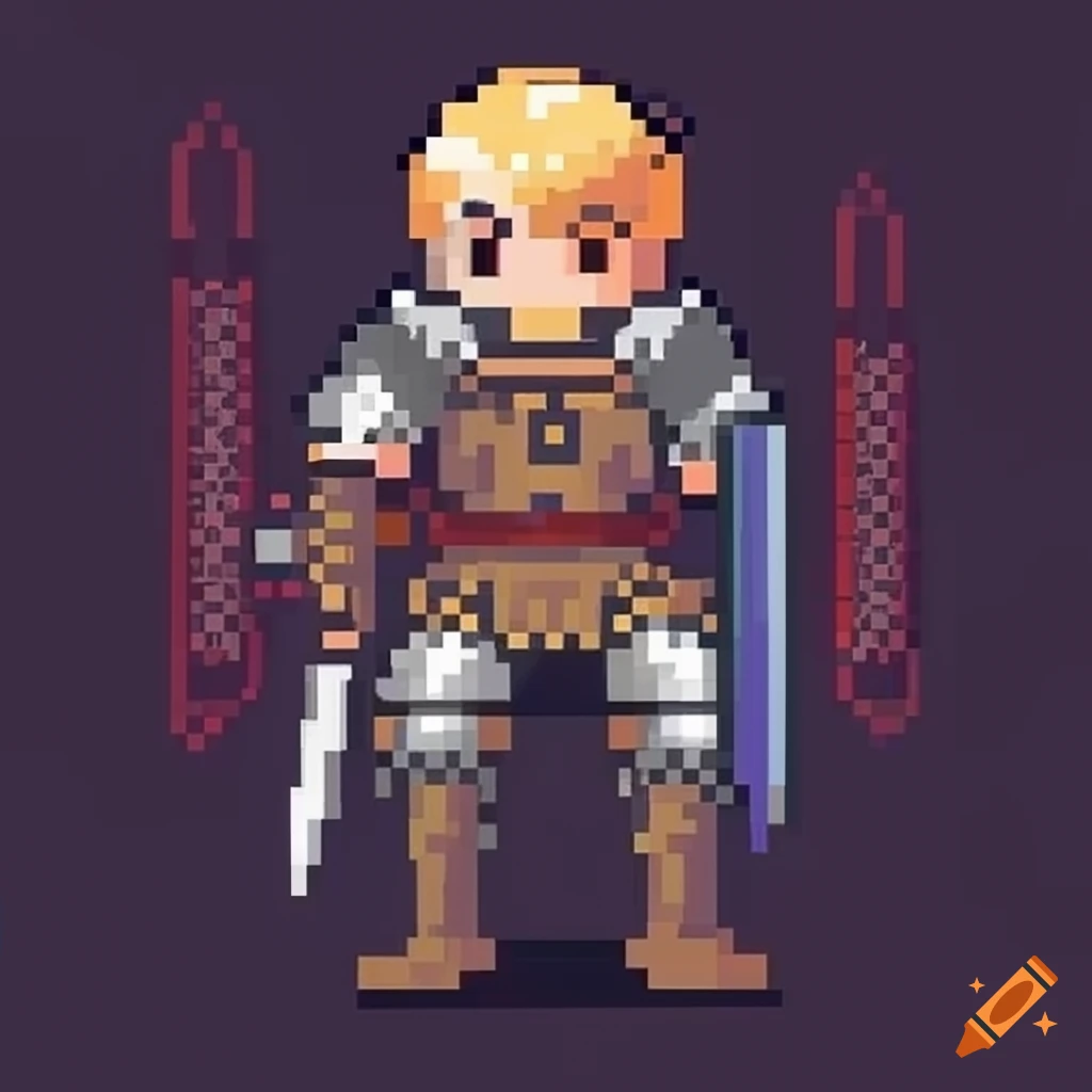 Medieval knight in colorful 16-bit style on Craiyon