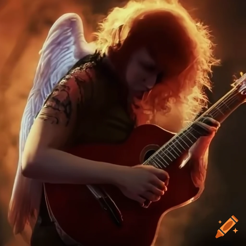 Broken angel playing guitar on Craiyon