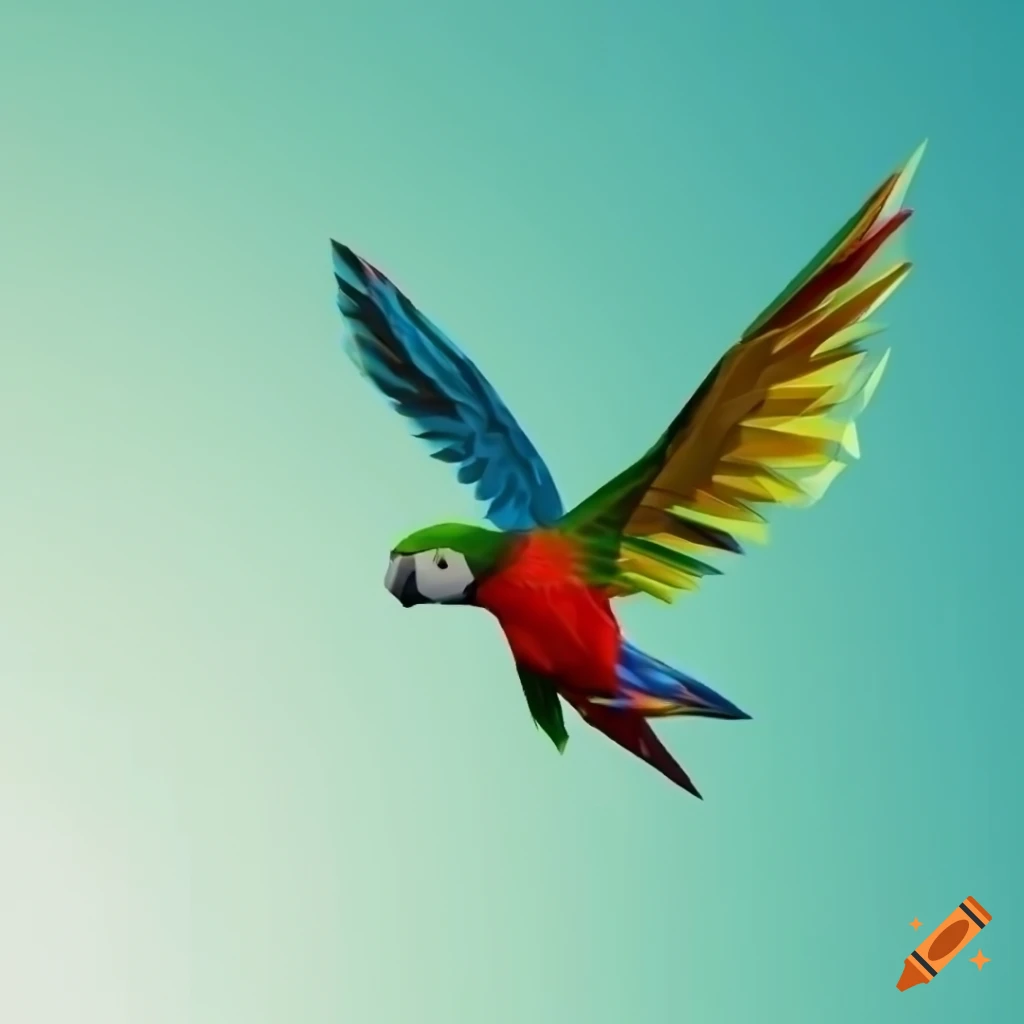 Low poly flying parrot on Craiyon