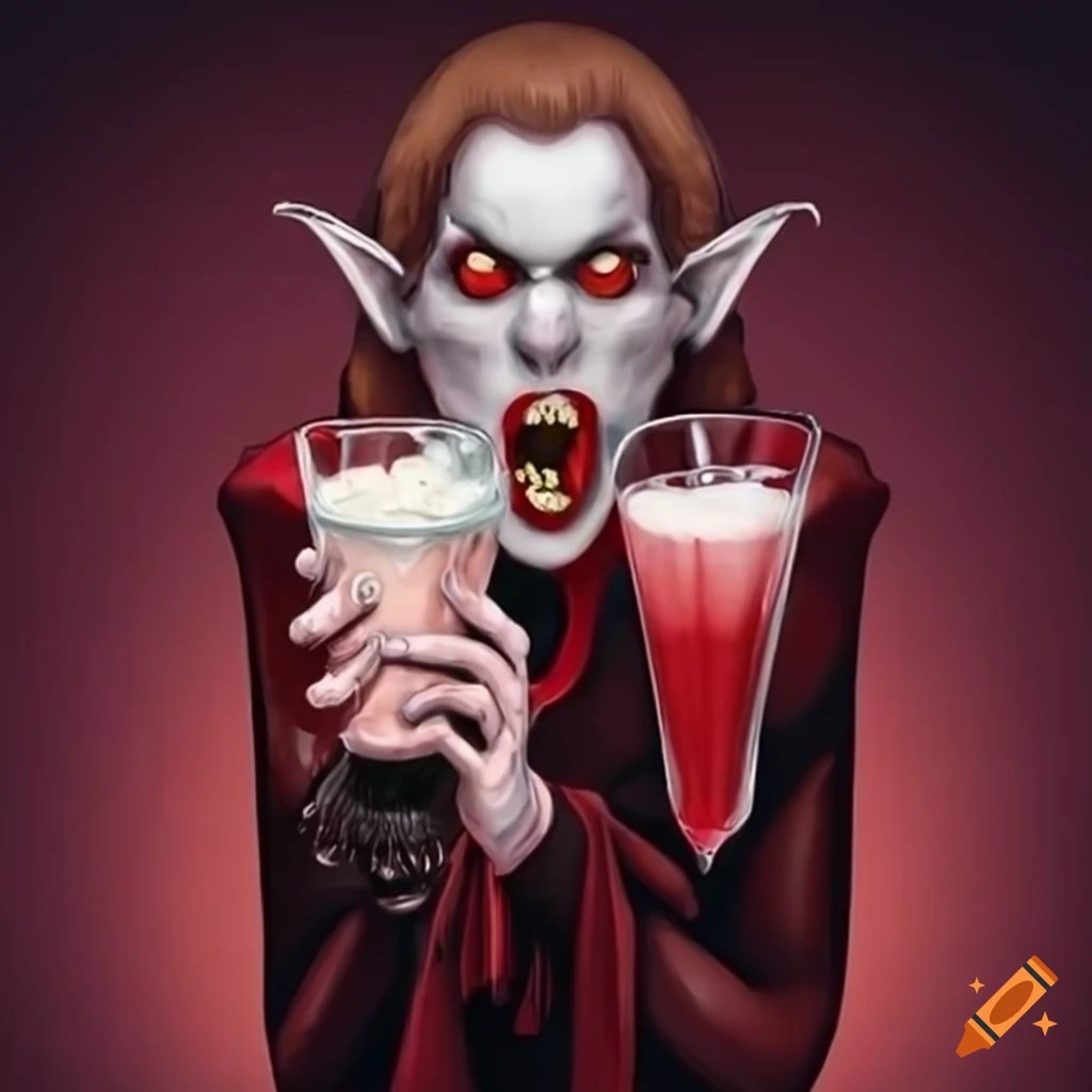 Vampire enjoying a milkshake on Craiyon
