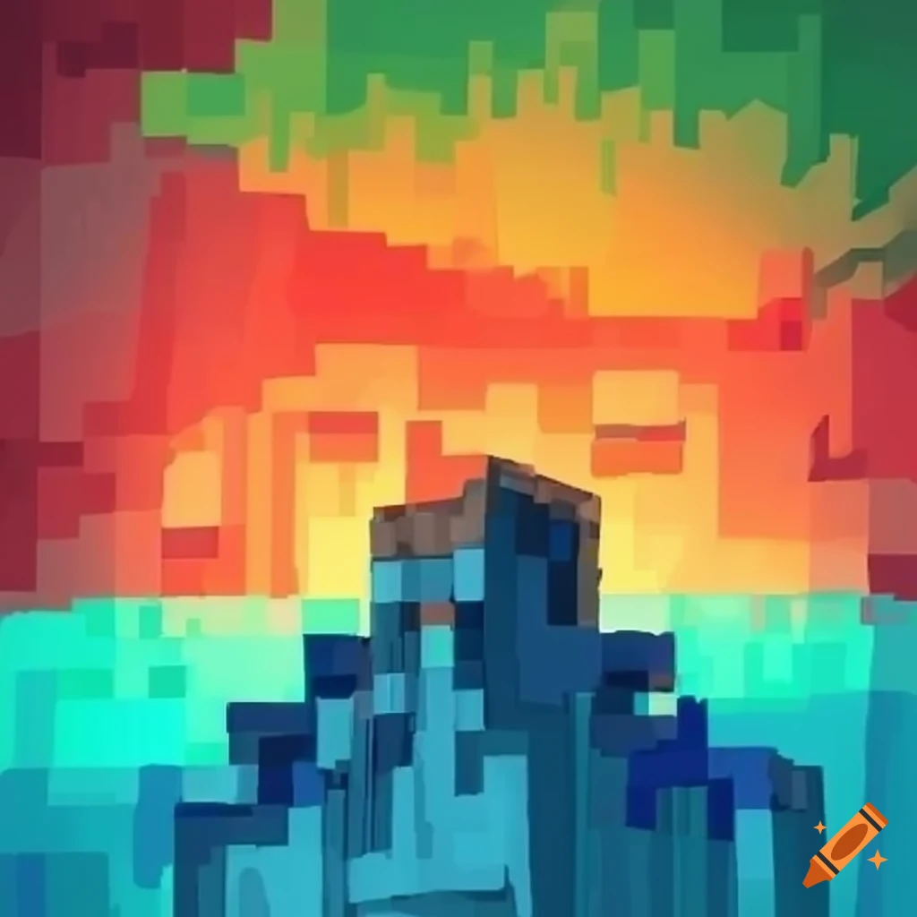 Colorful and intricate minecraft-themed image for a mod logo on Craiyon