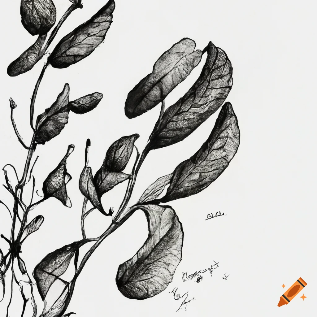 Lentil plant botanical ink drawing on Craiyon