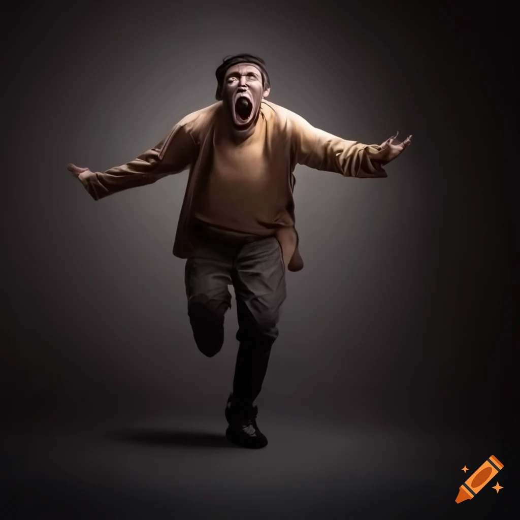 Scared man looking over his shoulder on Craiyon