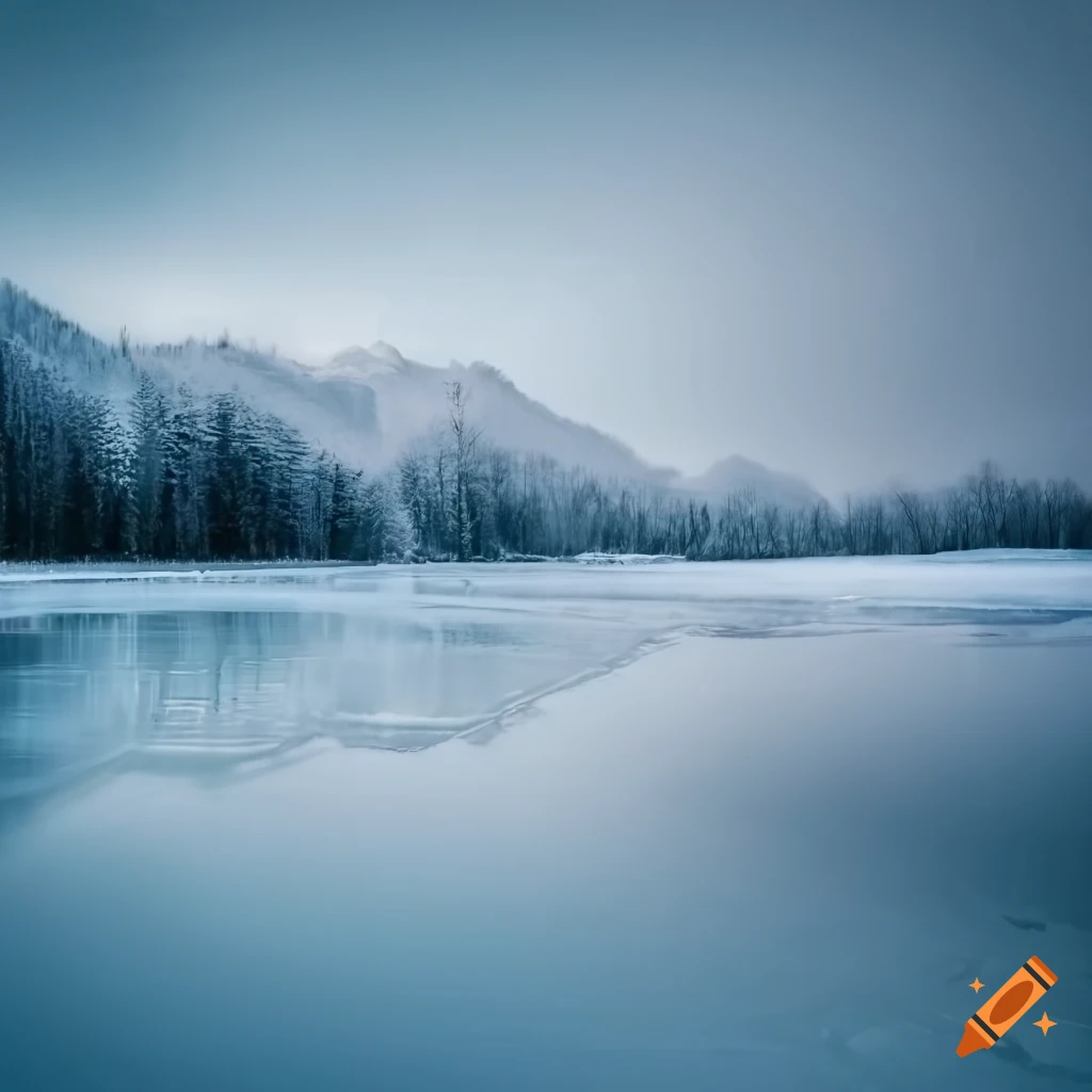 Frozen lake on Craiyon