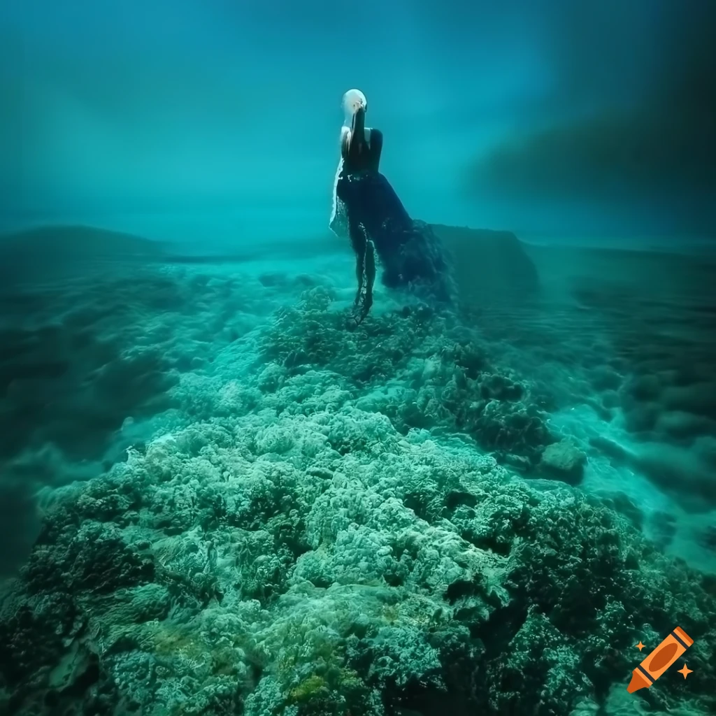 Intricate lush tropical island with crystal clear water and deep ocean ...