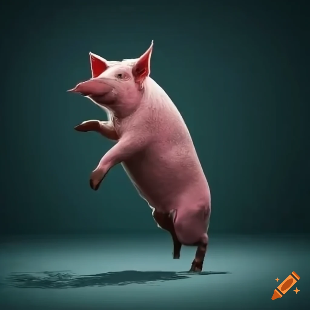 Pig doing a backflip on Craiyon