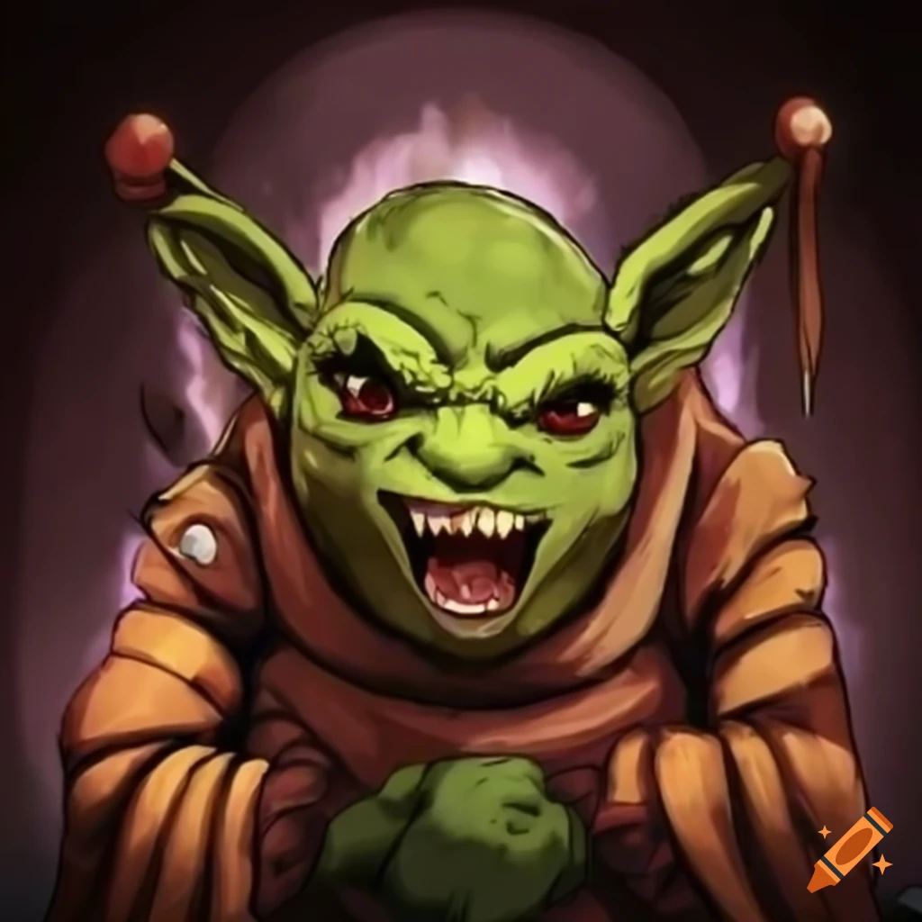 Cute and mischievous anime goblins guarding their dungeon on Craiyon