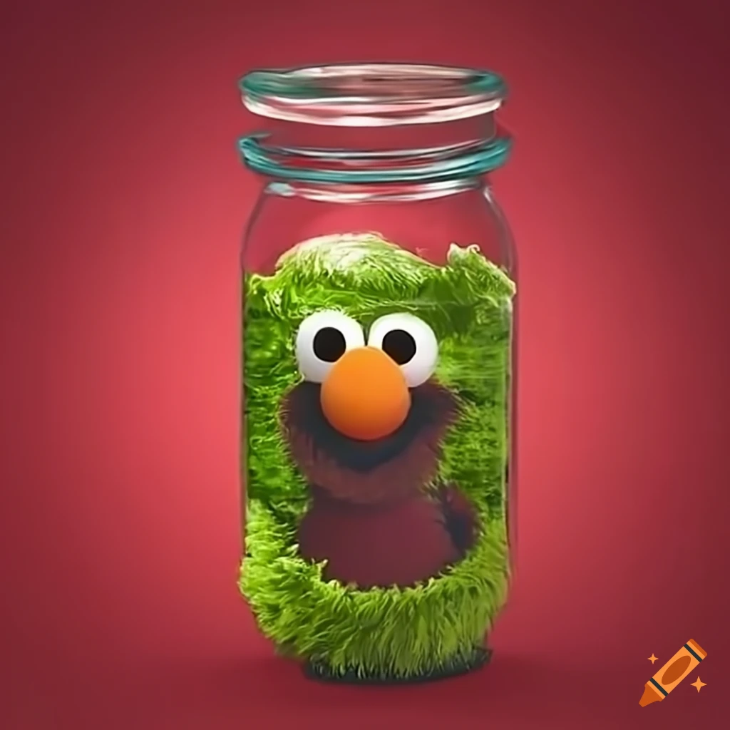 Elmo in a jar on Craiyon