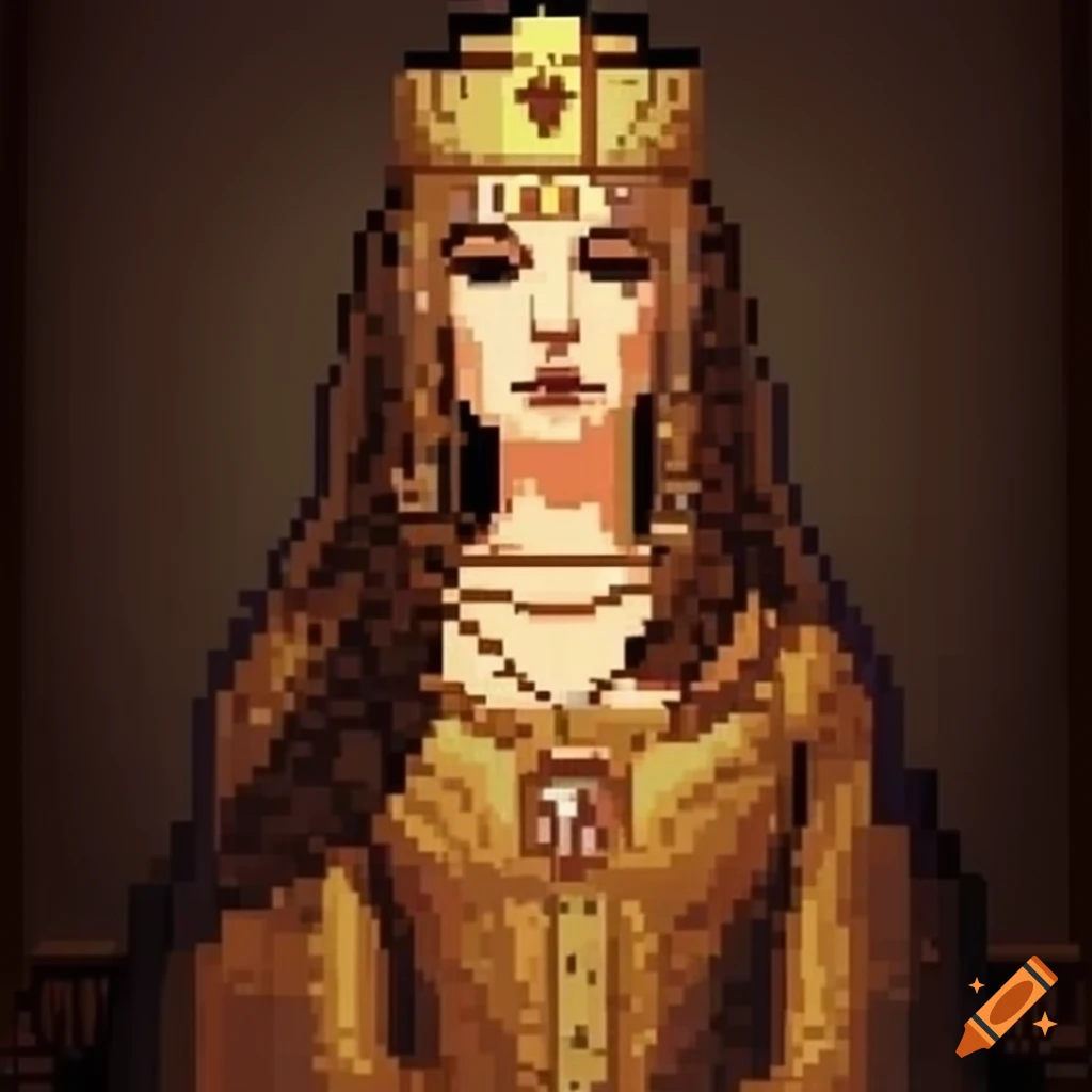 Medieval queen in pixel art style on Craiyon