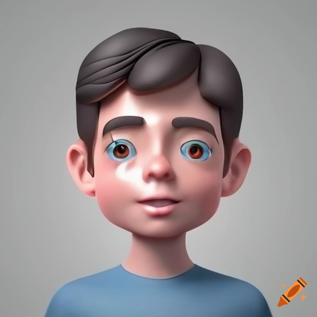 Detailed cartoon 3d male face and body with shirt on Craiyon