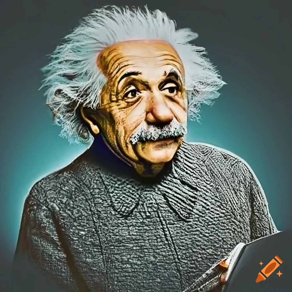 Albert einstein writing complex equations on a computer on Craiyon