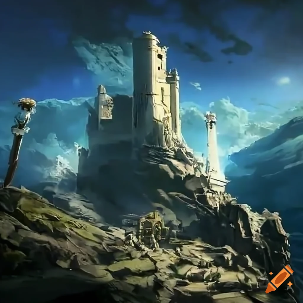 Alucard in a vast castle ruins standing on a cliff in a castlevania ...