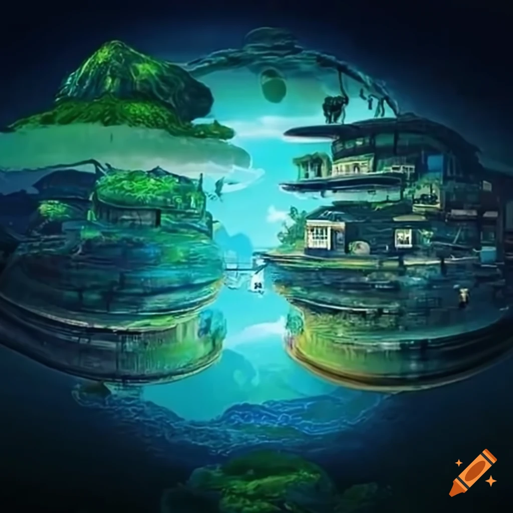 Solarpunk researchers exploring environmental wisdom in scrolls on Craiyon