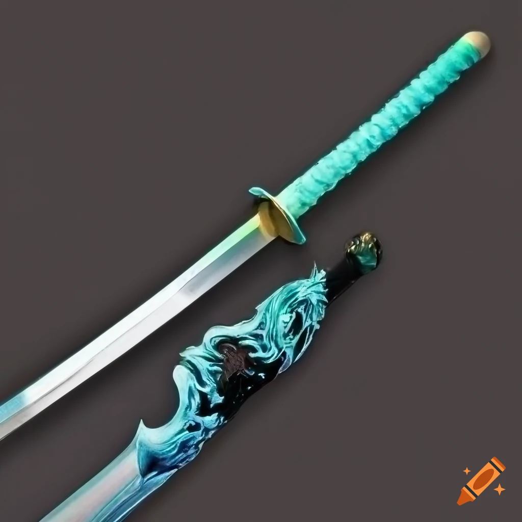 Mythical Temporal Blade: a slender katana with an iridescent glow on ...