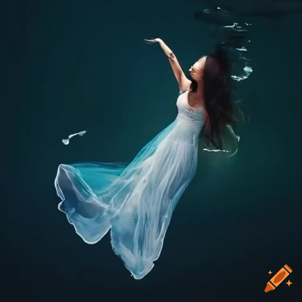 Woman floating on water in a maxi skirt on Craiyon