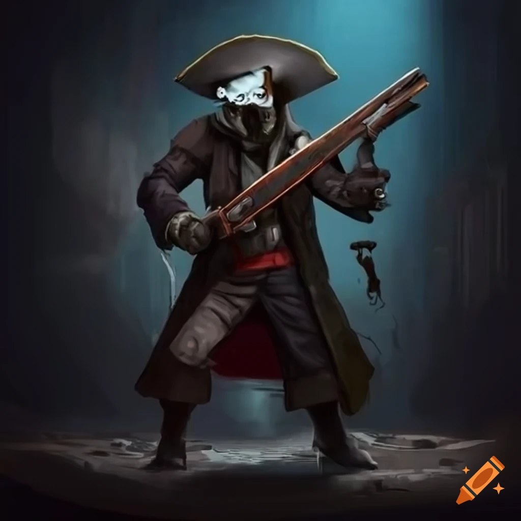 Cyberpunk pirate with futuristic flintlock weapon on Craiyon