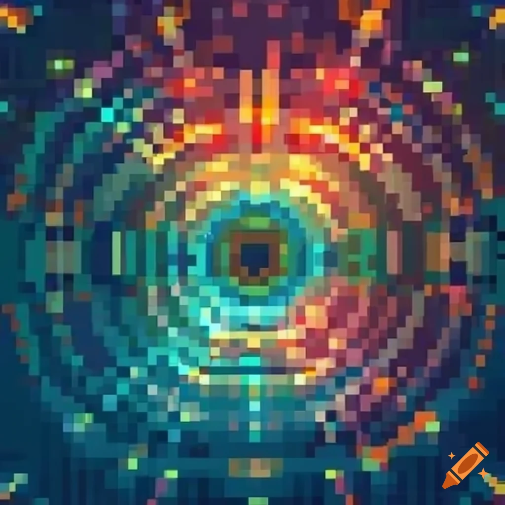 Beautiful pixel art composition with light effects on Craiyon