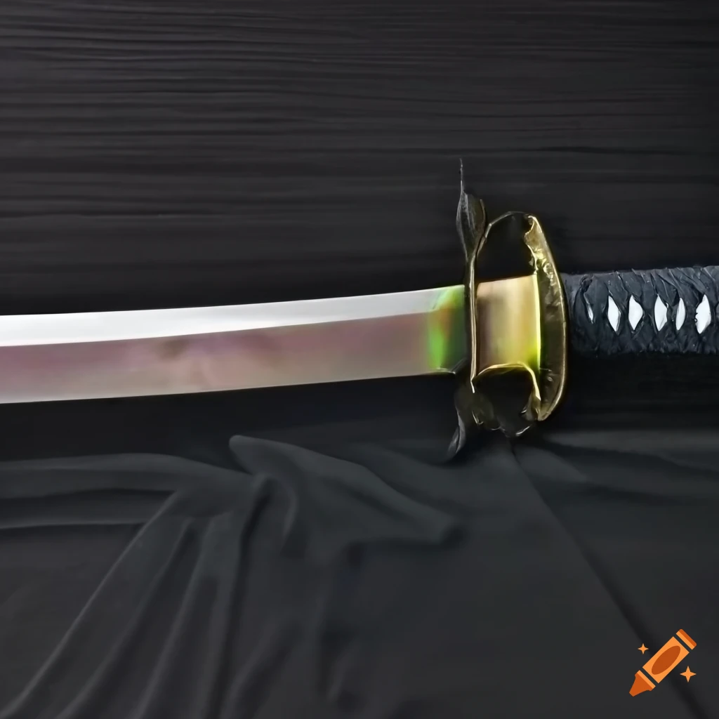 Mythical temporal blade: a slender katana with an iridescent glow on ...
