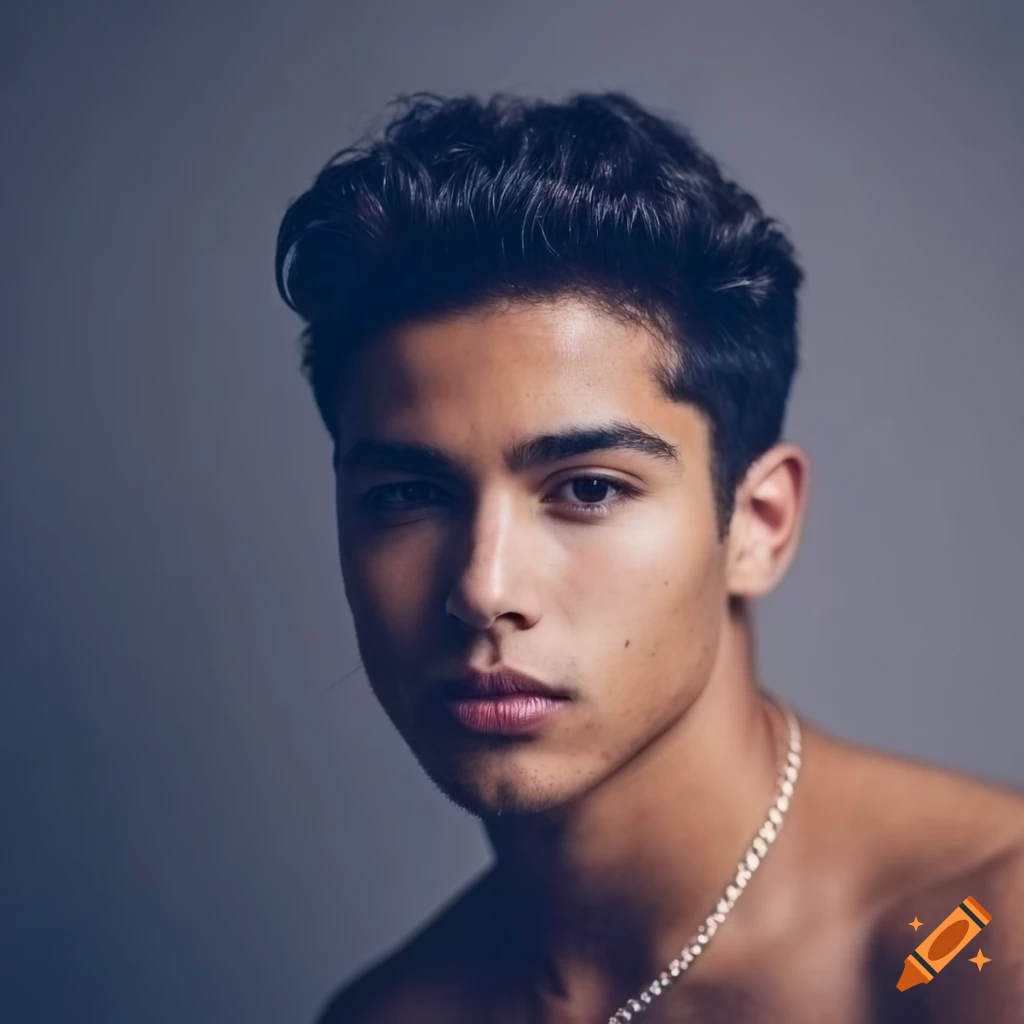 Portrait of a serious hispanic man with brown hair on Craiyon