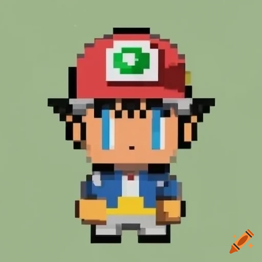 8 bit Ash Ketchum from Pokemon Yellow on Craiyon