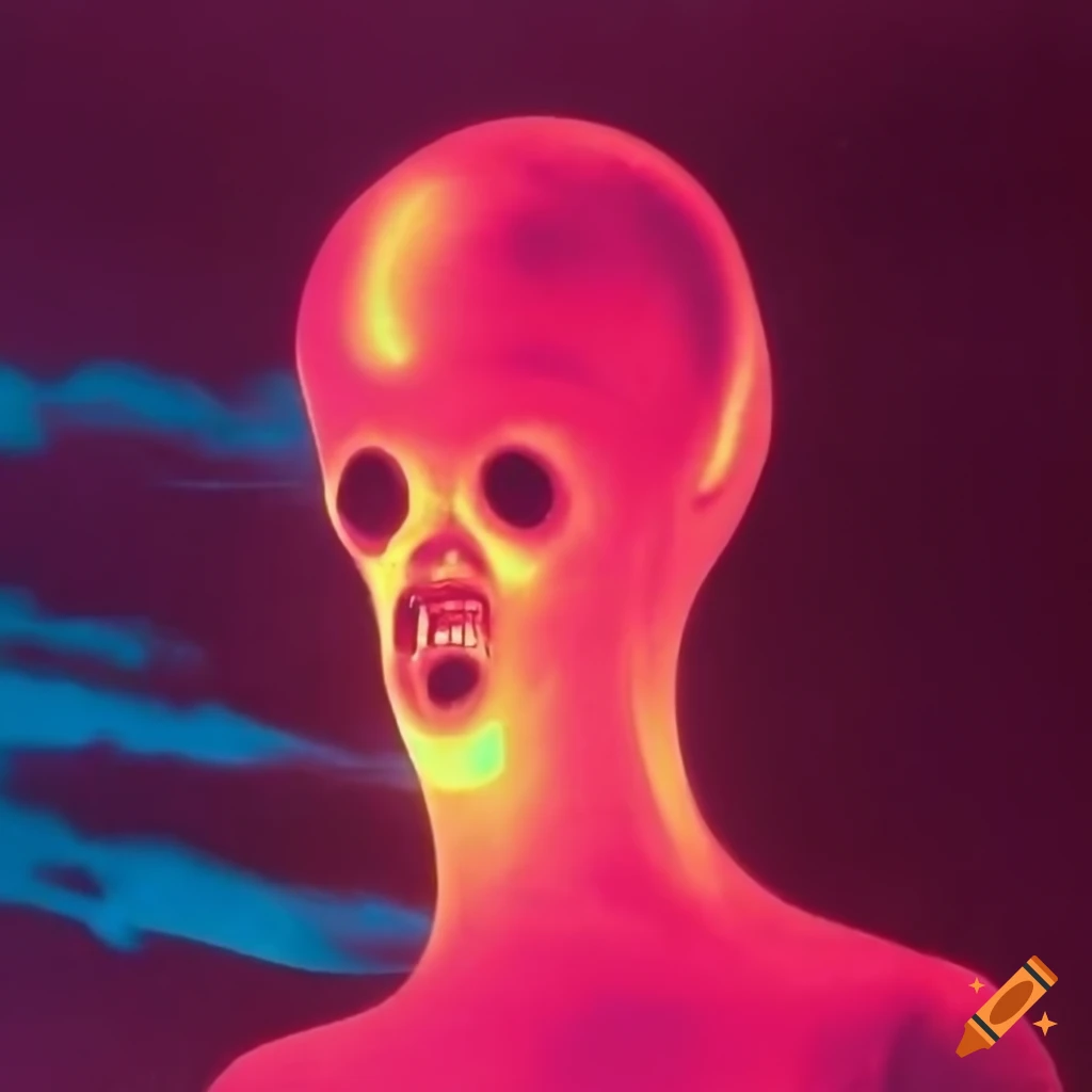 Vintage 1970s retro-futuristic sci-fi movie alien ghost man on Craiyon