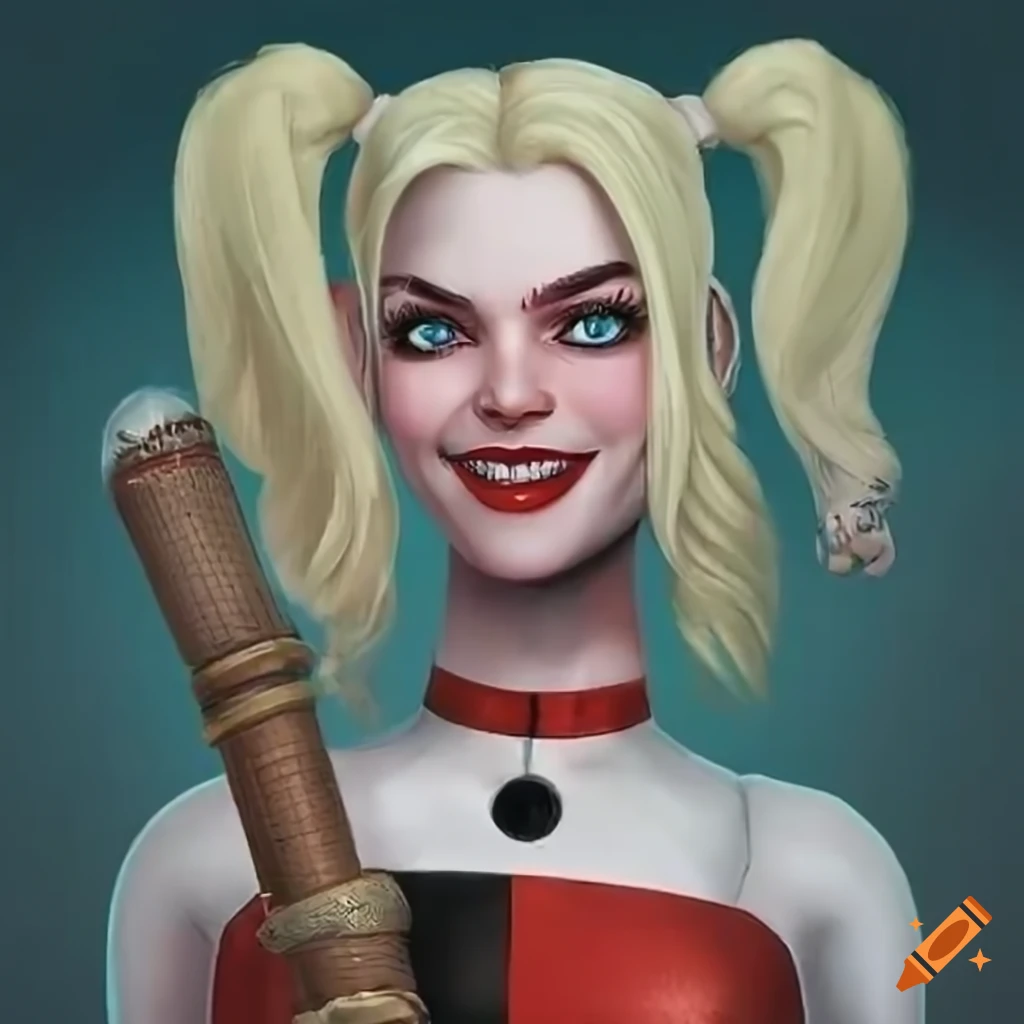 Realistic image of dc's harley quinn without makeup on Craiyon