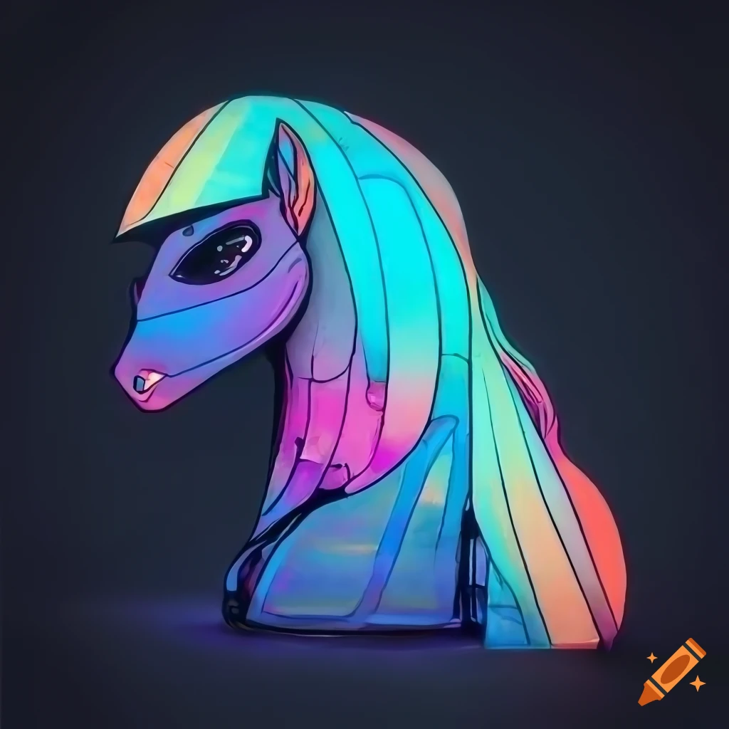 Minimalist graffiti of a charismatic pony in stained glass style with ...