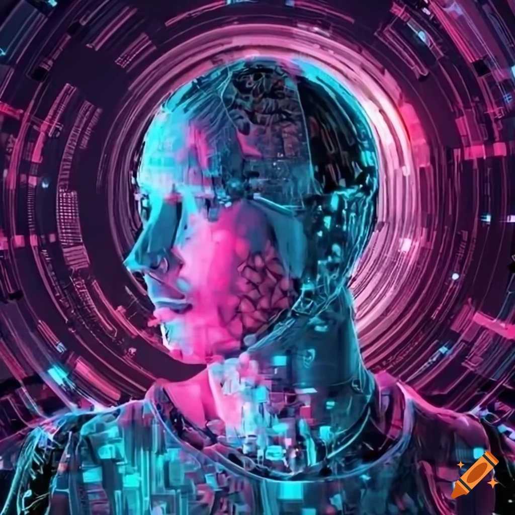 Futuristic ai profile picture on digital background on Craiyon